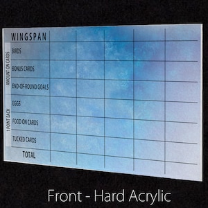 Wingspan Acrylic Score Sheet – Reusable Dry Erase Board Game Score Pad ...