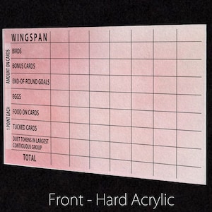 Premium Acrylic Wingspan Score Sheet Upgrade, Asia Expansion, Reusable ...