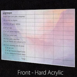 Wyrmspan Acrylic Score Sheet – Reusable Dry Erase Board Game Score Pad ...