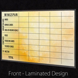 Laminated Wingspan Score Sheet, Original Game, European, Oceania ...
