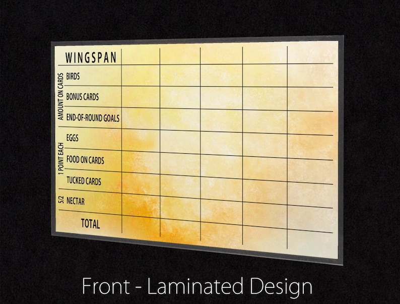Wingspan Score Sheet, Laminated Reusable Dry Erase, Board Game - Etsy