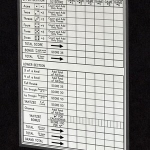 Laminated Yahtzee Score Sheet, Waterproof, Reusable, Wet Erase and Dry ...