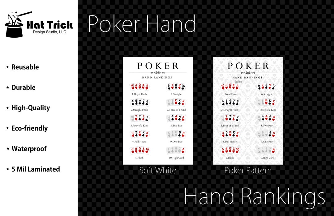Laminated Poker Hand Rankings Sheet, Texas Hold’em - Etsy