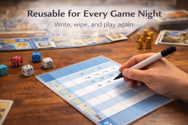 Castle Combo Acrylic Score Sheet – Reusable Dry Erase Board Game Score ...