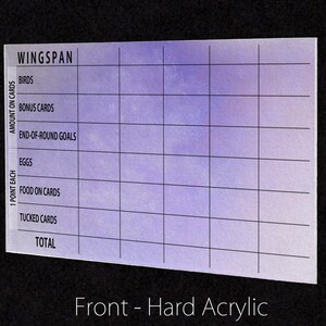 Premium Acrylic Wingspan Score Sheet Upgrade, Oceania Expansion ...