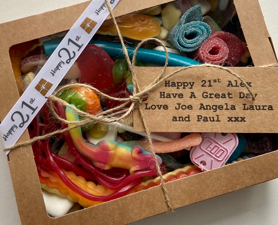 Personalised 21st Birthday Pick & Mix Sweet Box- Ribbon/ Tag | Fizzy ...