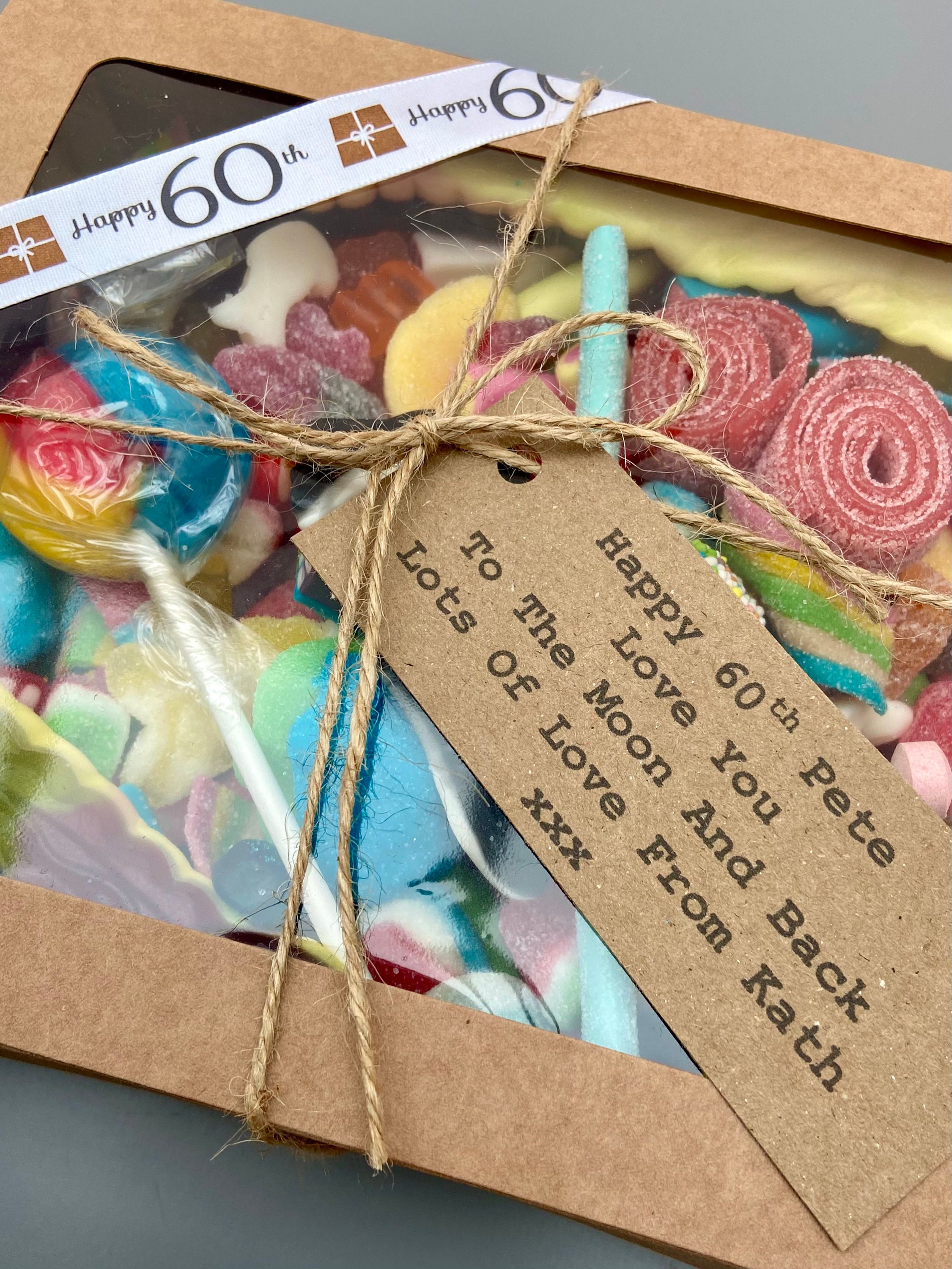 Personalised 60th Birthday Pick & Mix Sweet Box With Ribbon ...