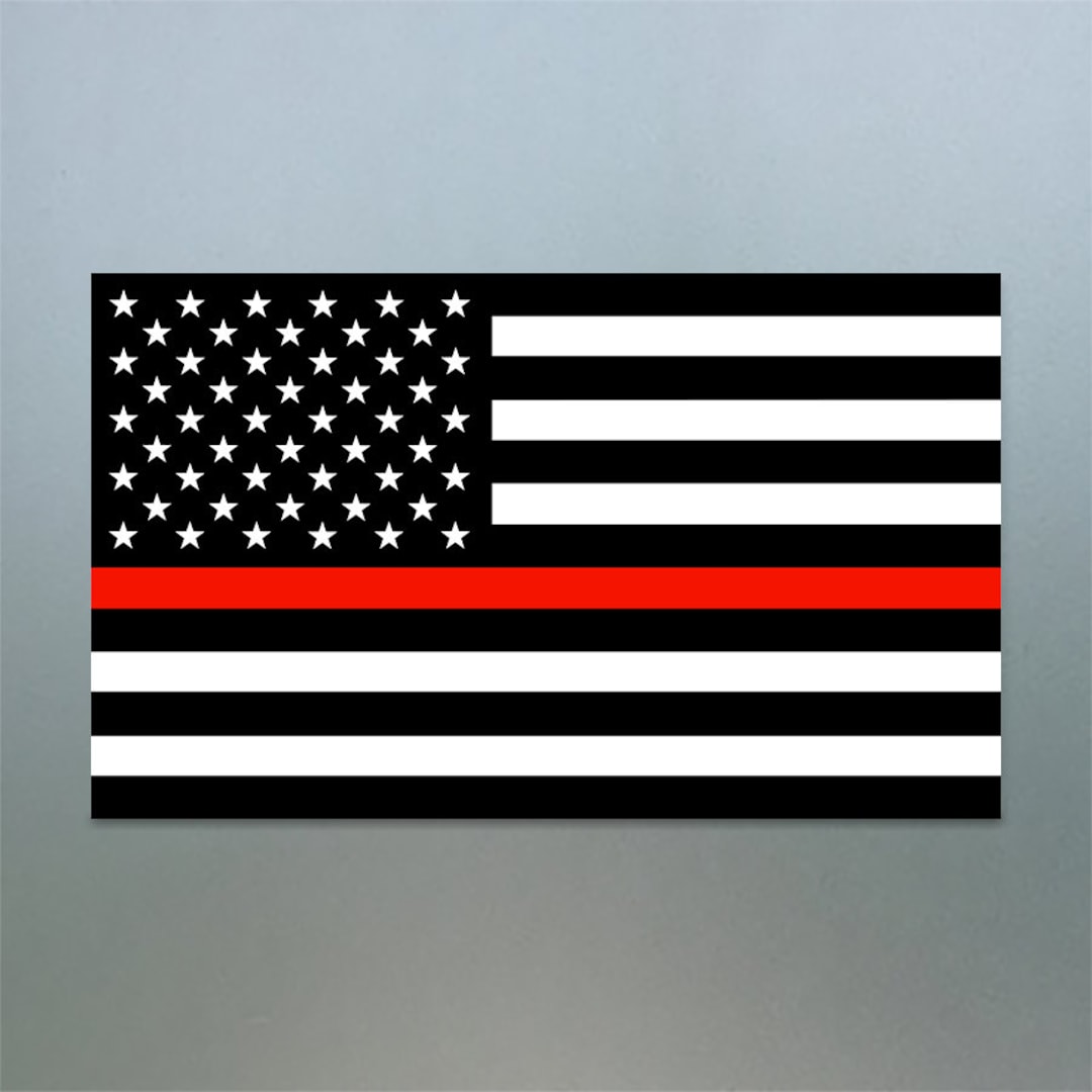 Thin Red Line Flag Sticker, Red Line Firefighter Decal, Window Decal ...