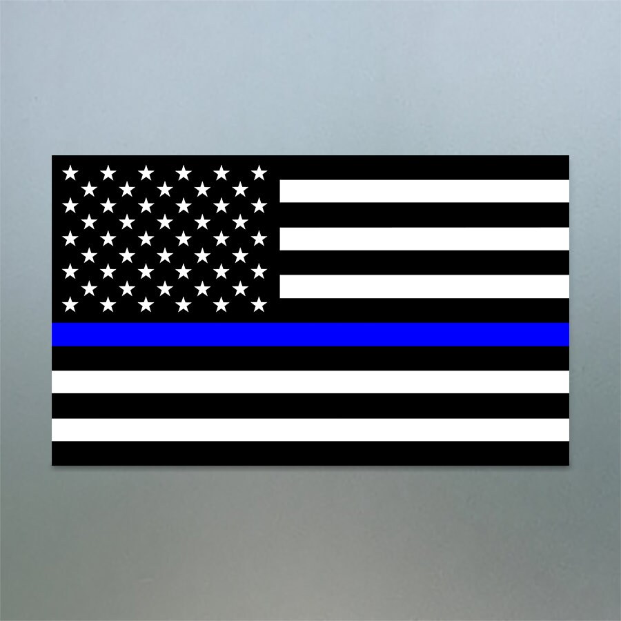 Thin Blue Line Flag Sticker, Blue Line Decal, Widow Decal, Laptop ...