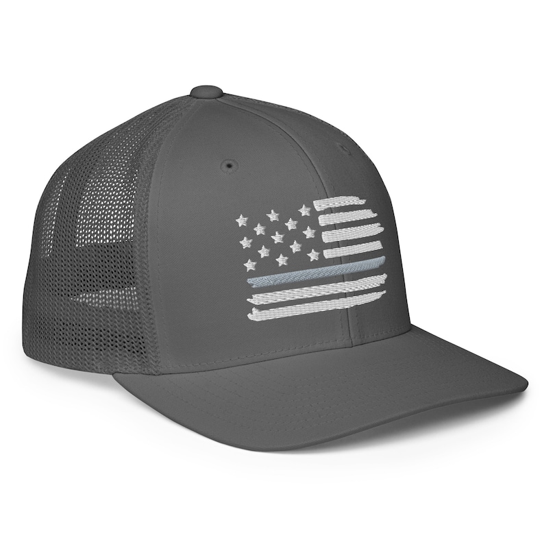 Thin Silver Line Closed-back Trucker Cap, Silver Line Flag Hat ...