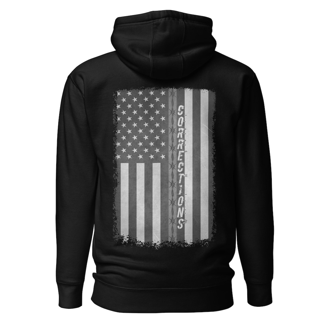 Correction Officers Flag Thin Silver Line Correction Officer Hoodie