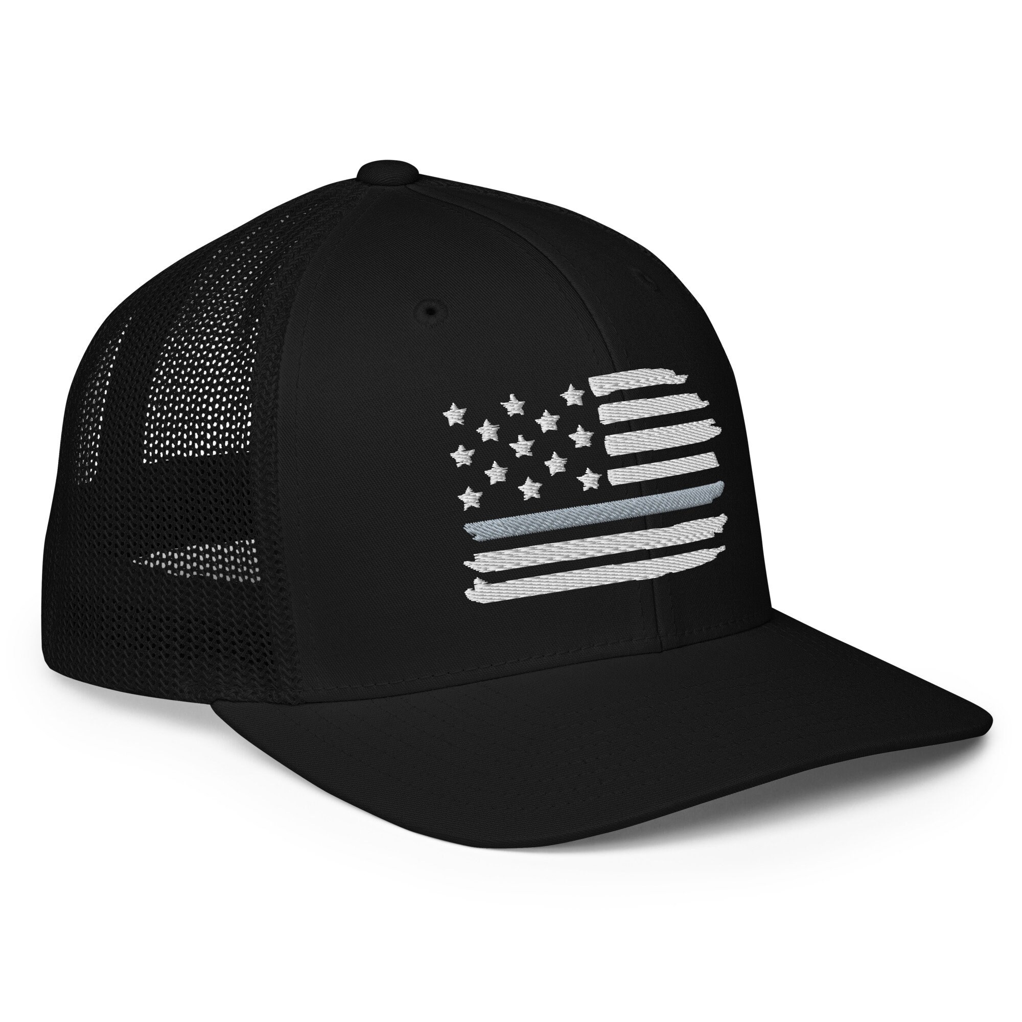 Thin Silver Line Closed-back Trucker Cap, Silver Line Flag Hat ...
