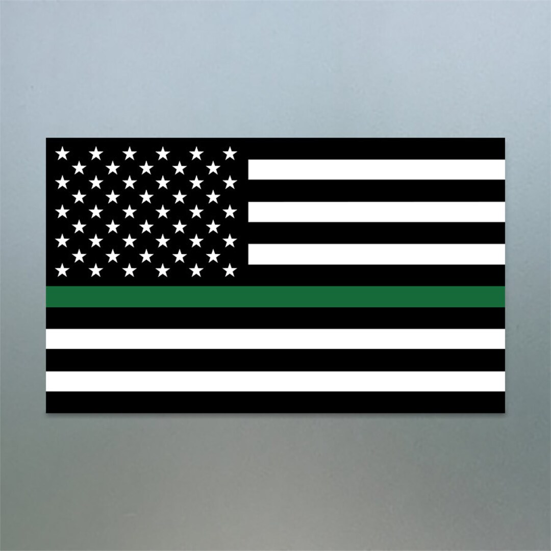 Thin Green Line Flag Sticker, Green Line Decal, Border Patrol, Park ...