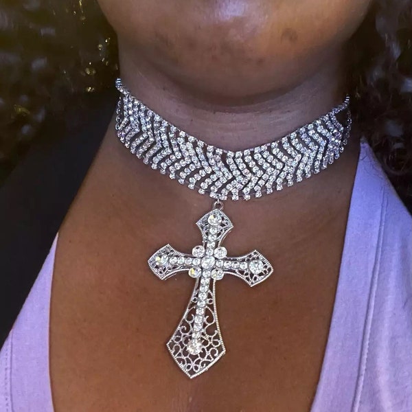 Cross Choker - Etsy