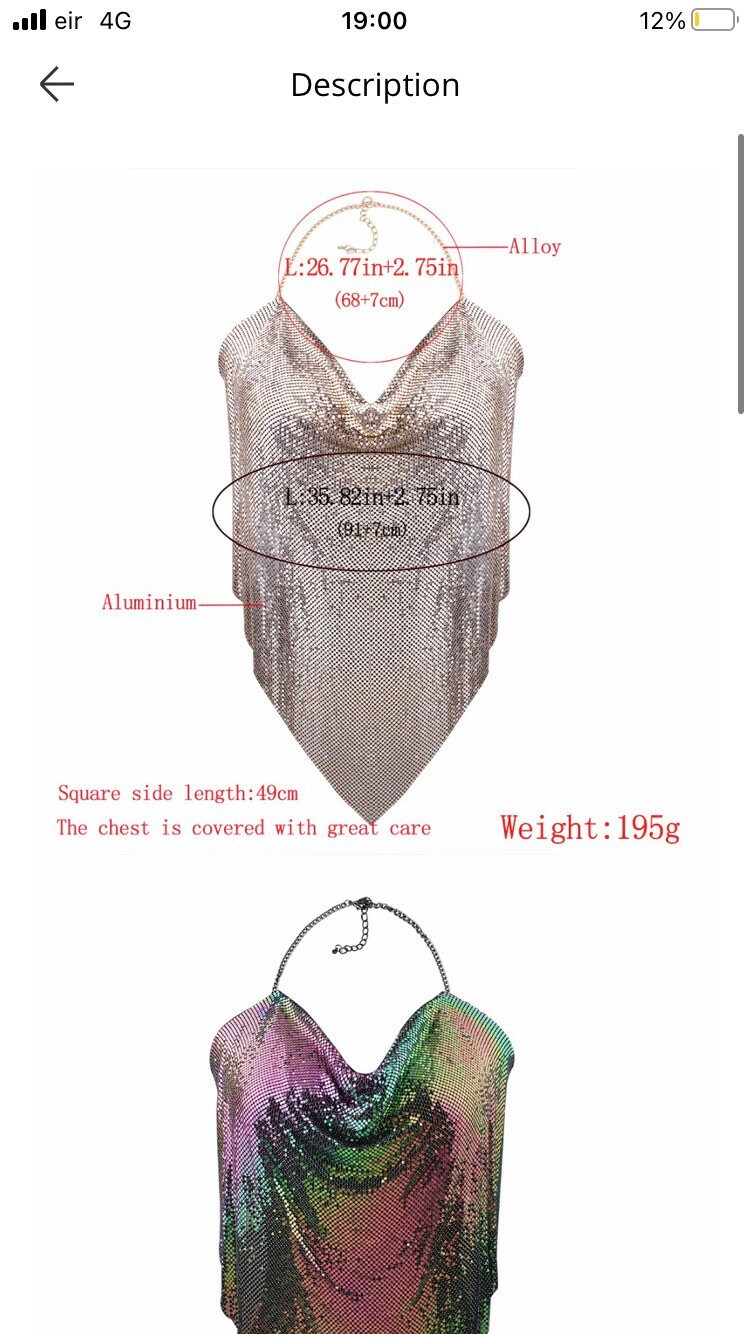 Ladies Chain Mail Backless Hanky Style Top Halter Top Clubbing - Etsy