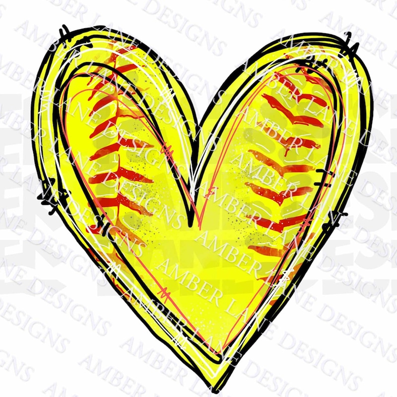 Softball Heart Png - Etsy