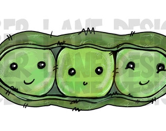 Cute Two Peas in a Pod Cartoon Line Art SVG Vector Illustration PNG ...