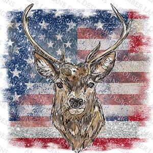 Stag,deer With USA Flag Background PNG File - Etsy