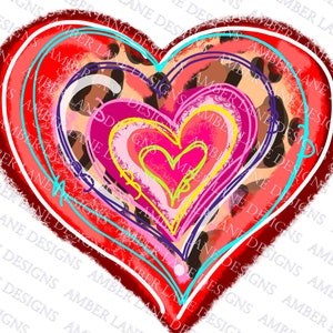 Rainbow Leopard Heart PNG, Doodle Heart Valentine Love , PNG ...