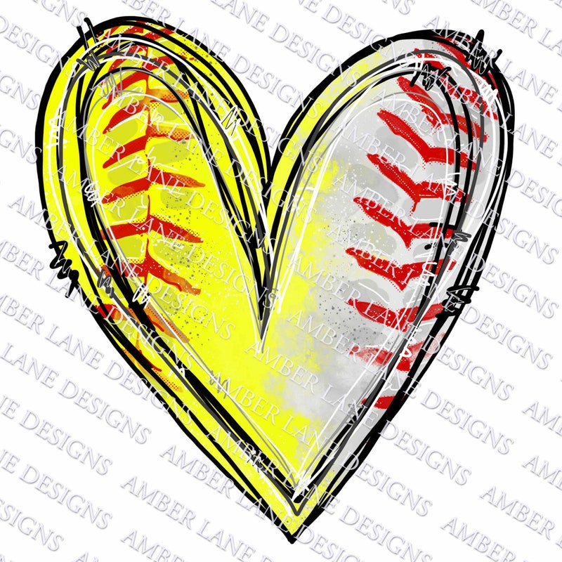 Softball Heart - Etsy