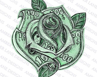 Money Rose Svg Floral Money Pattern Clipart Dollar Bill Rose Cut File ...