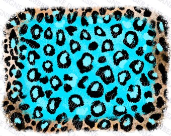 Leopard Print and Turquoise Stone Background Sublimation Png, PNG ...