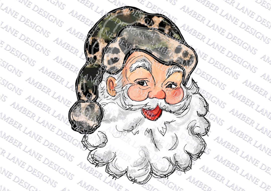 Camo Claus Couture: Santa With Leopard Santa Hat PNG Design Father ...
