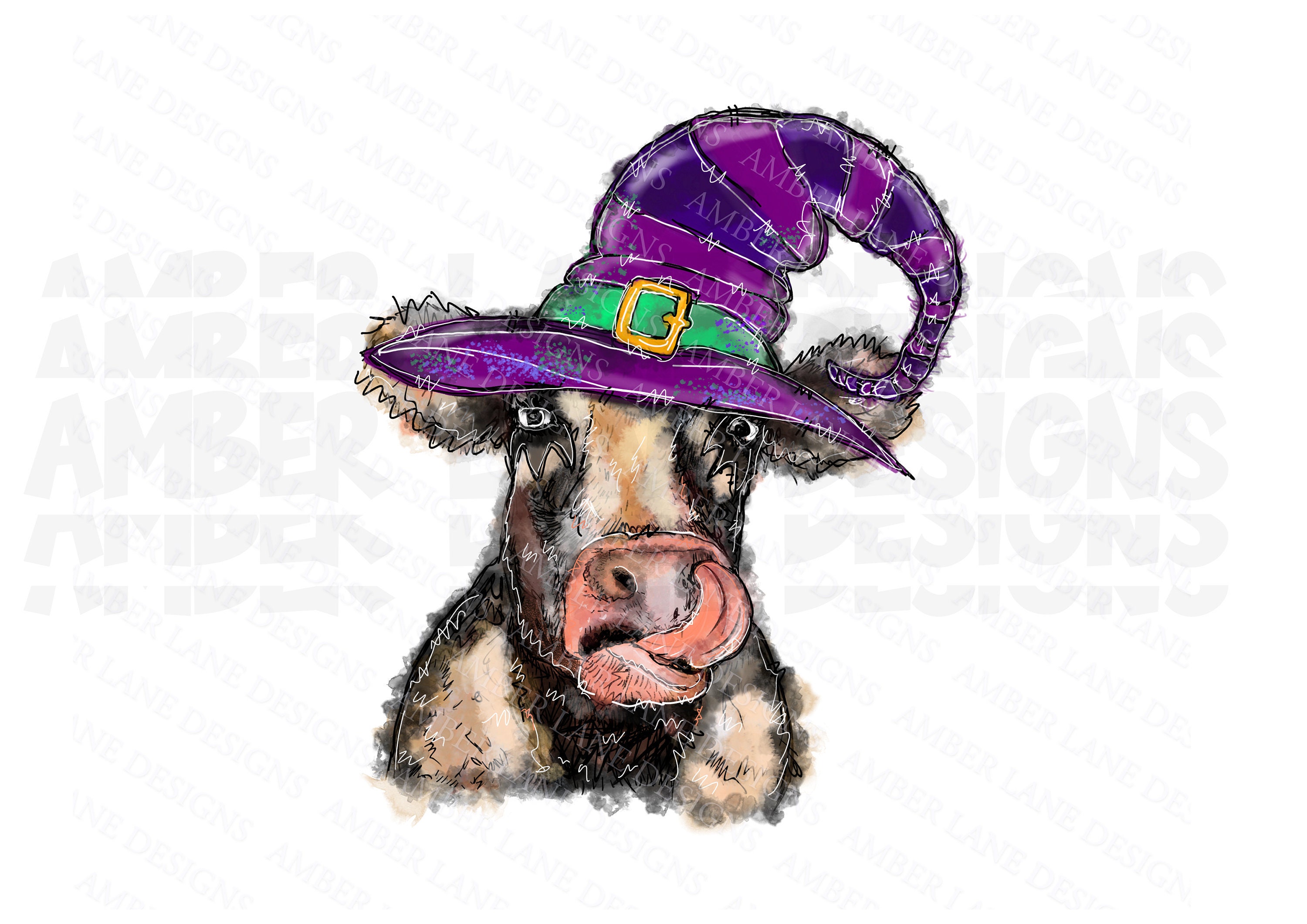 Prints Art & Collectibles Cow in witch hat png file for sublimation ...