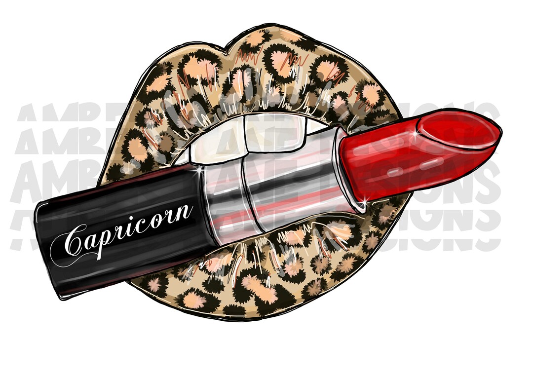 Zodiac Leopard Capricorn Lips With Red Lipstick , Png File Sublimation ...