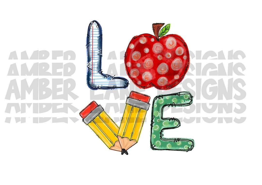 School Love Watercolor PNG Apple and Pencils Png Back to School ...