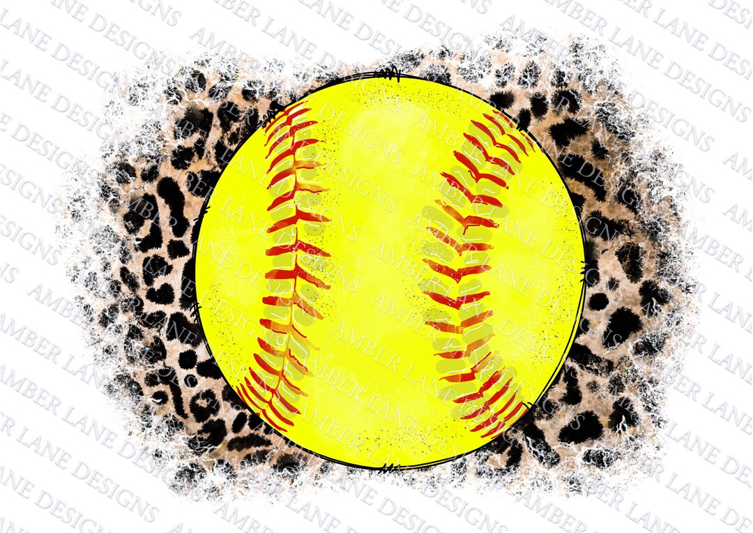 Softball, Leopard Print Watercolor Sublimation PNG Design Tumbler Wrap ...