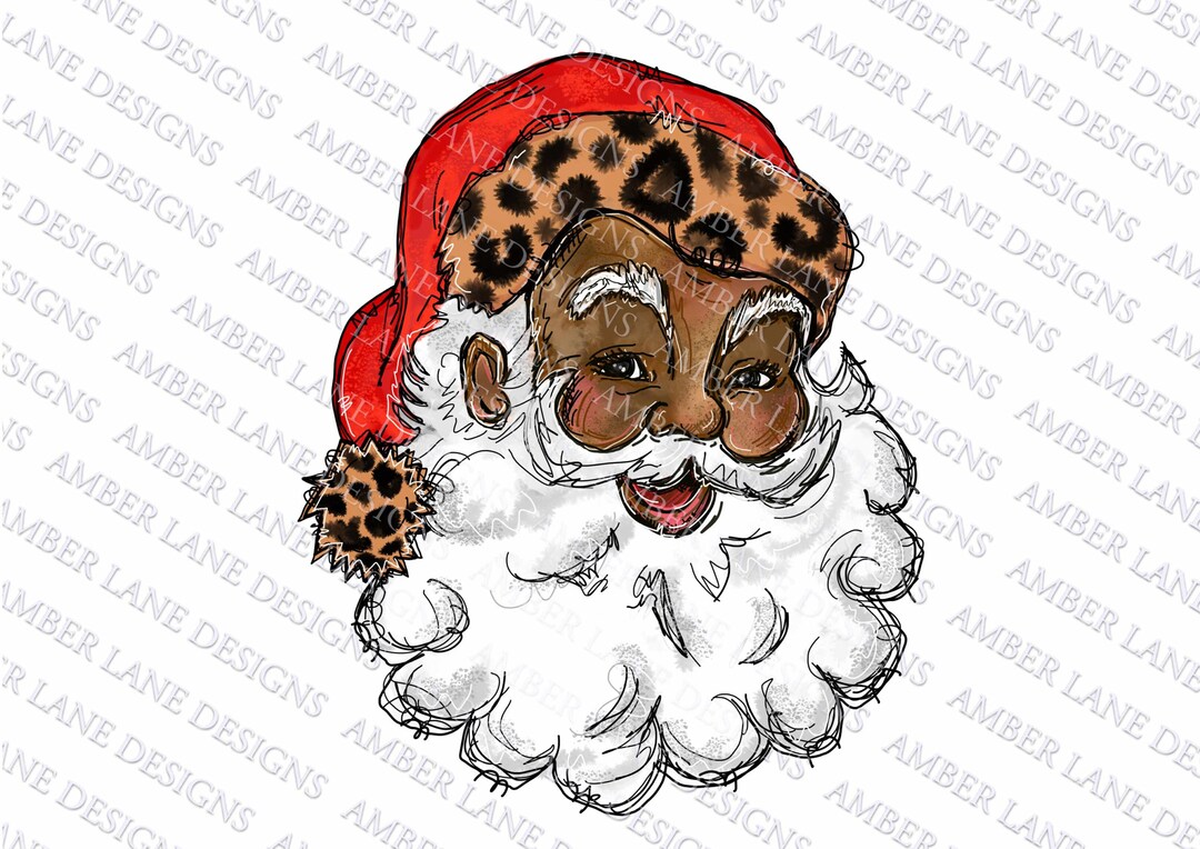 Vintage Santa Claus With Leopard Santa Hat ,father Christmas , PNG ...