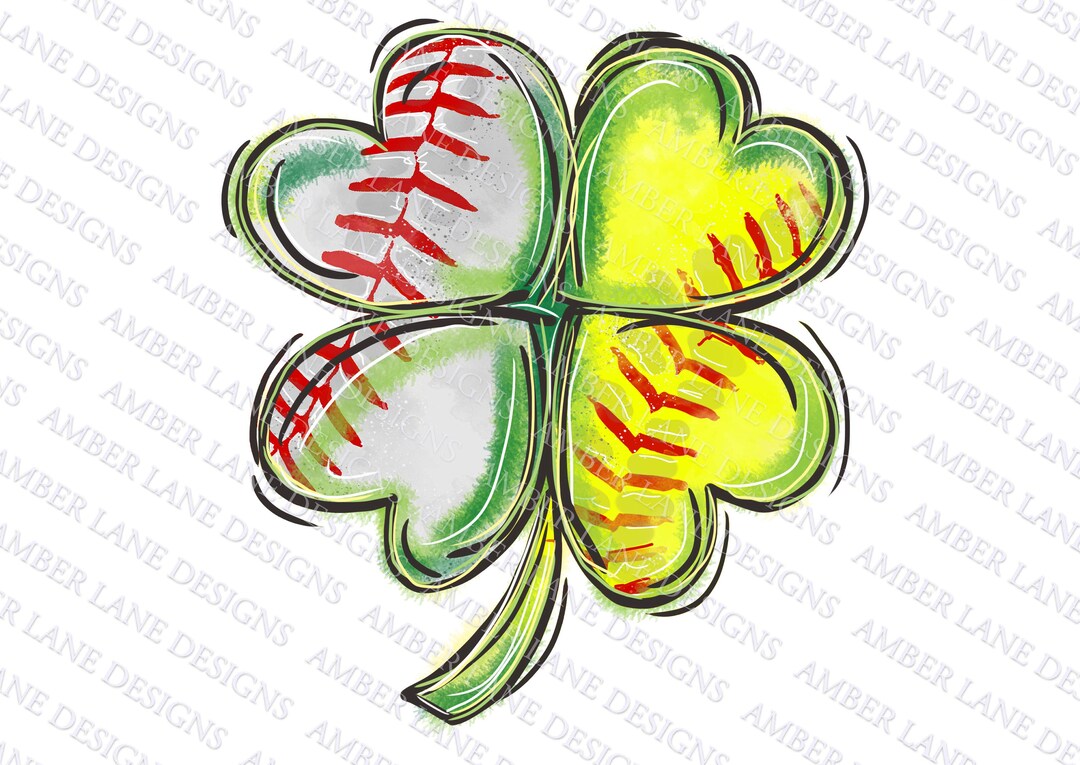 Baseball, Softball St Patrick's Day Green Four Leaf Clover, Png File - Etsy