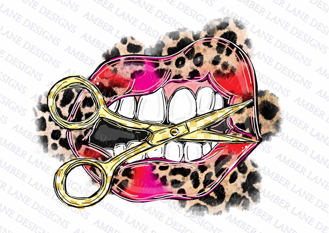 Hairdresser Lips With Scissors Png Digital File - Etsy