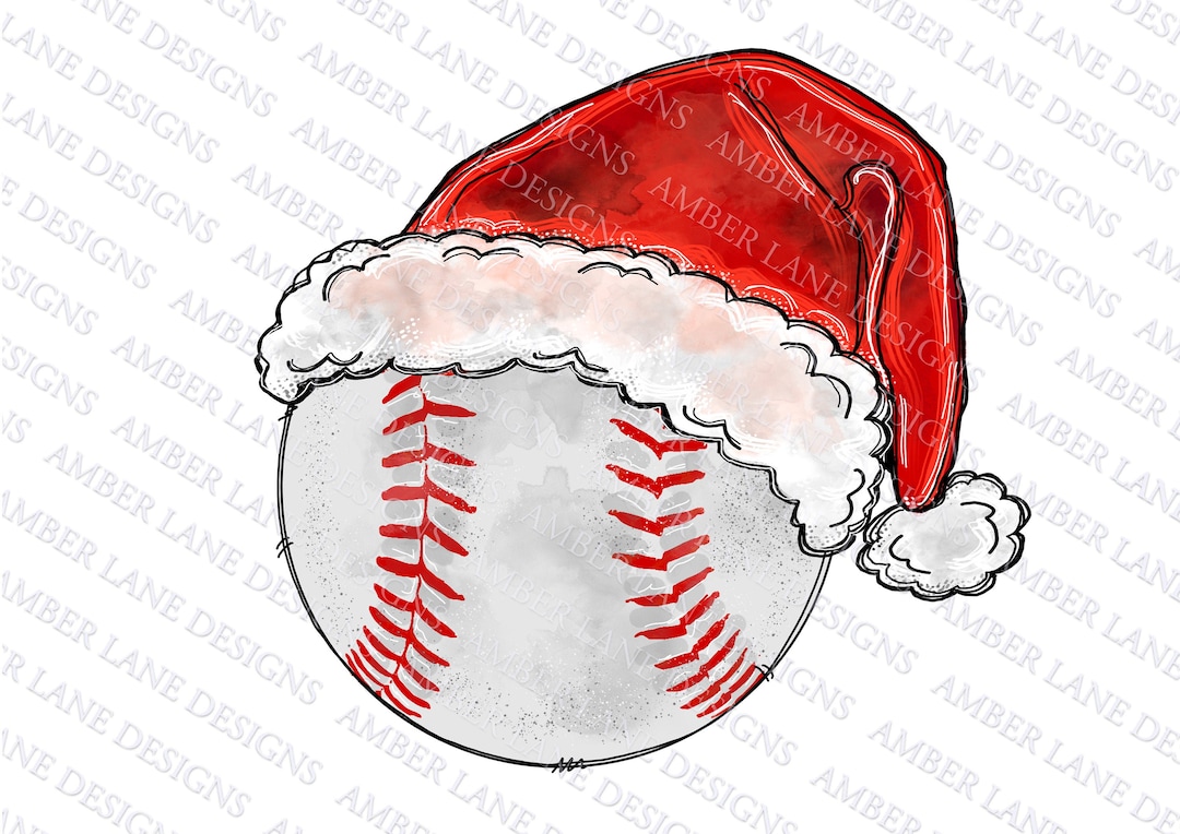 Baseball With Santa Hat Sublimation PNG Design - Etsy