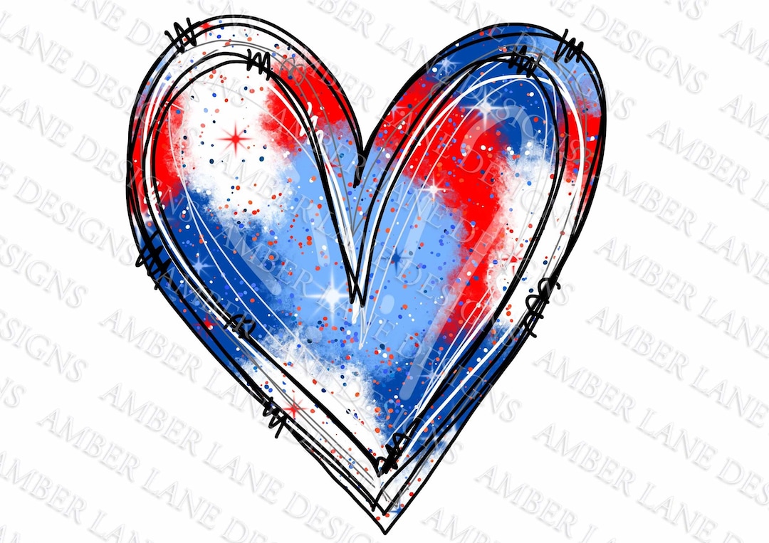 USA Red White and Blue Heart Png File - Etsy