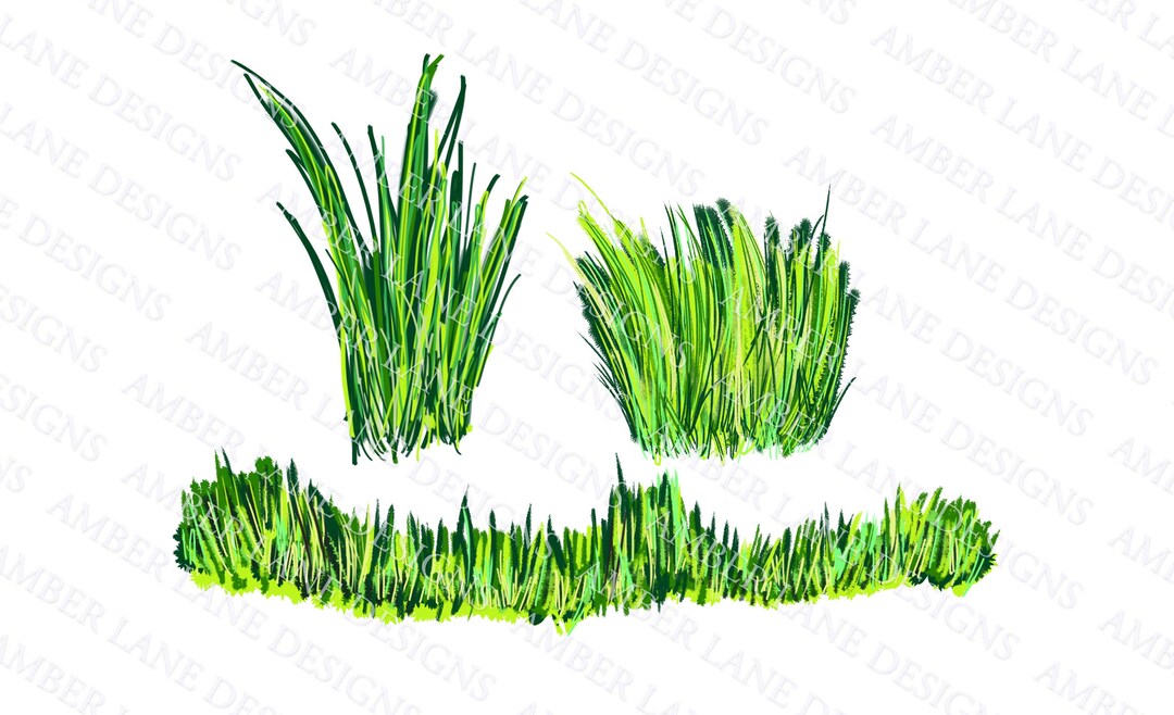 Green Grass Patches and Tufts Hand Drawn Bundle, 3 Png Files - Etsy