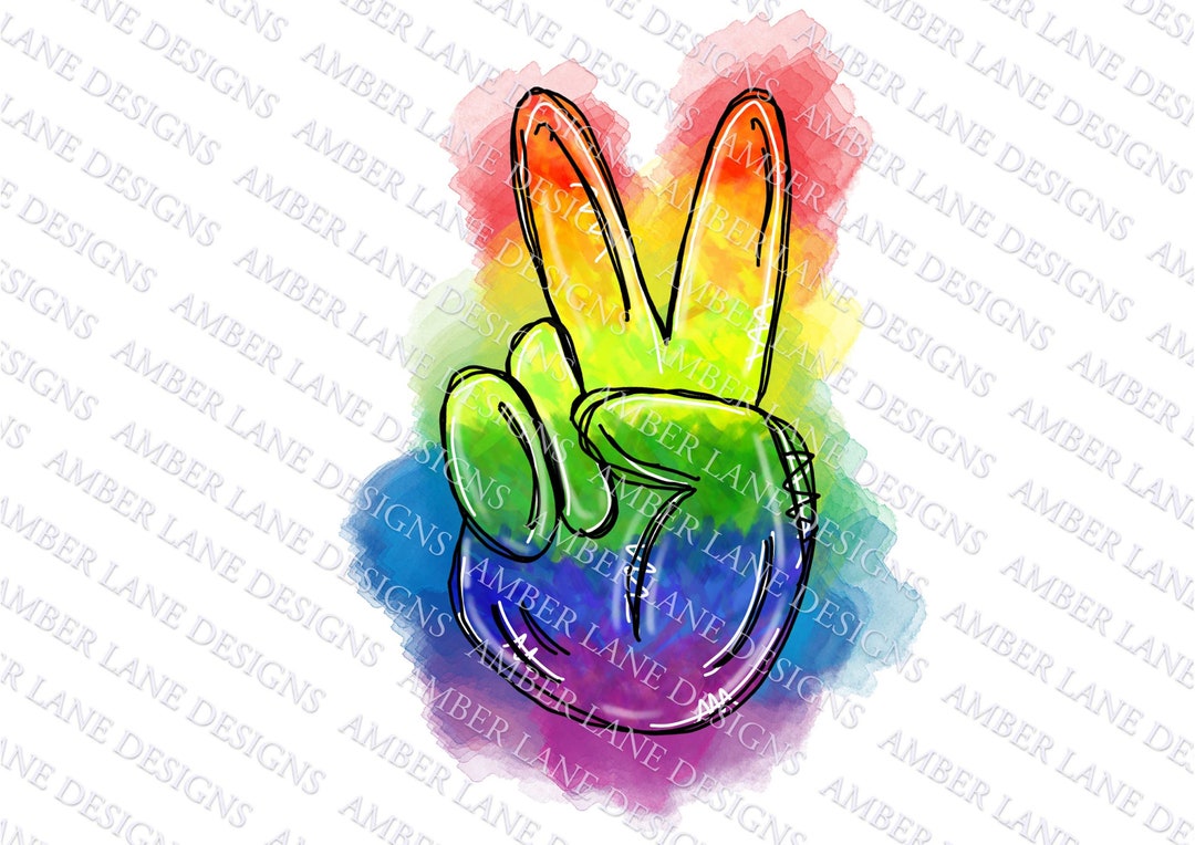 Pride Rainbow Peace Hand, Gay Pride Flag Colors Png File. Tumbler Wrap ...