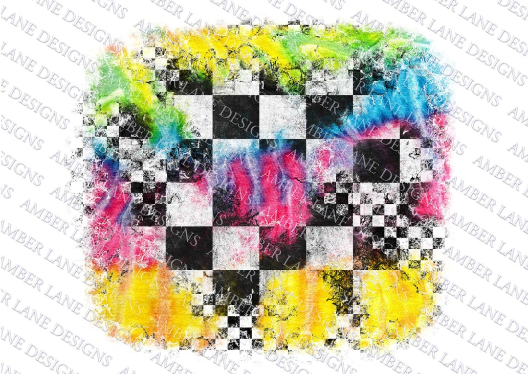 Racing Checks With Tie Dye Pattern Backsplash Png File - Etsy