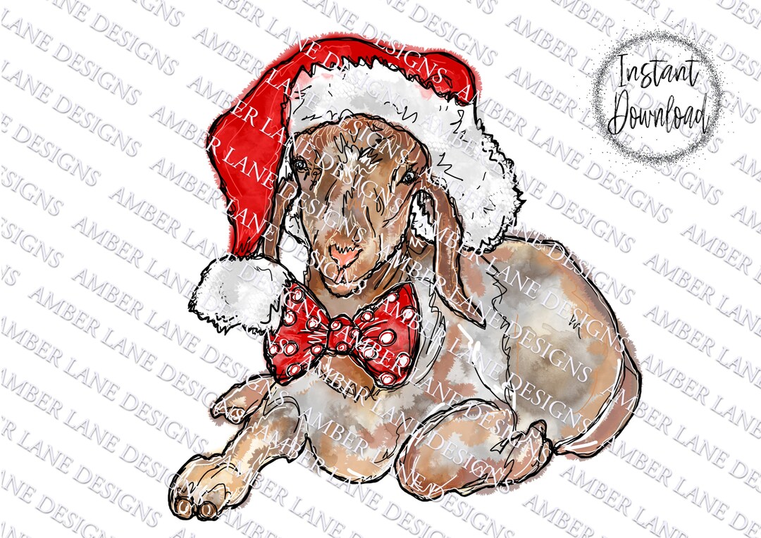 Christmas Goat With Santa Hat PNG | Hand Drawn | Sublimation PNG | - Etsy