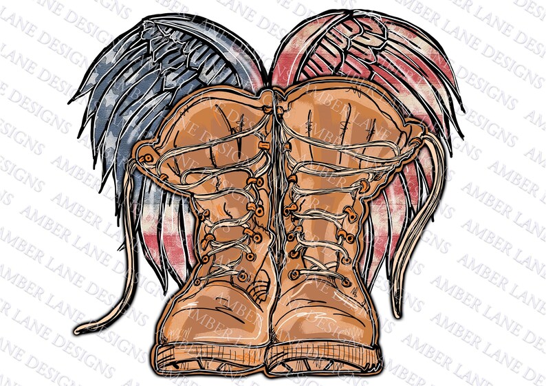 Army Boots With USA Flag Angel Wings Png File. - Etsy