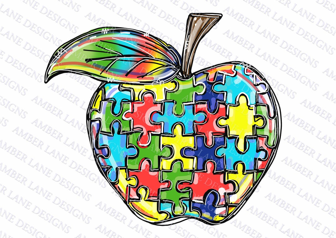 Autism School Apple PNG File - Etsy