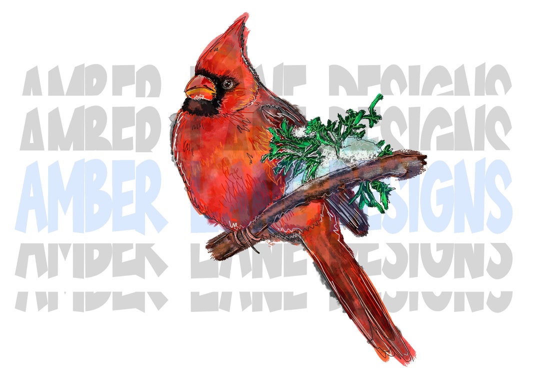 Crimson Cardinal Melody Masterpiece: Watercolor PNG Sublimation Ruby ...