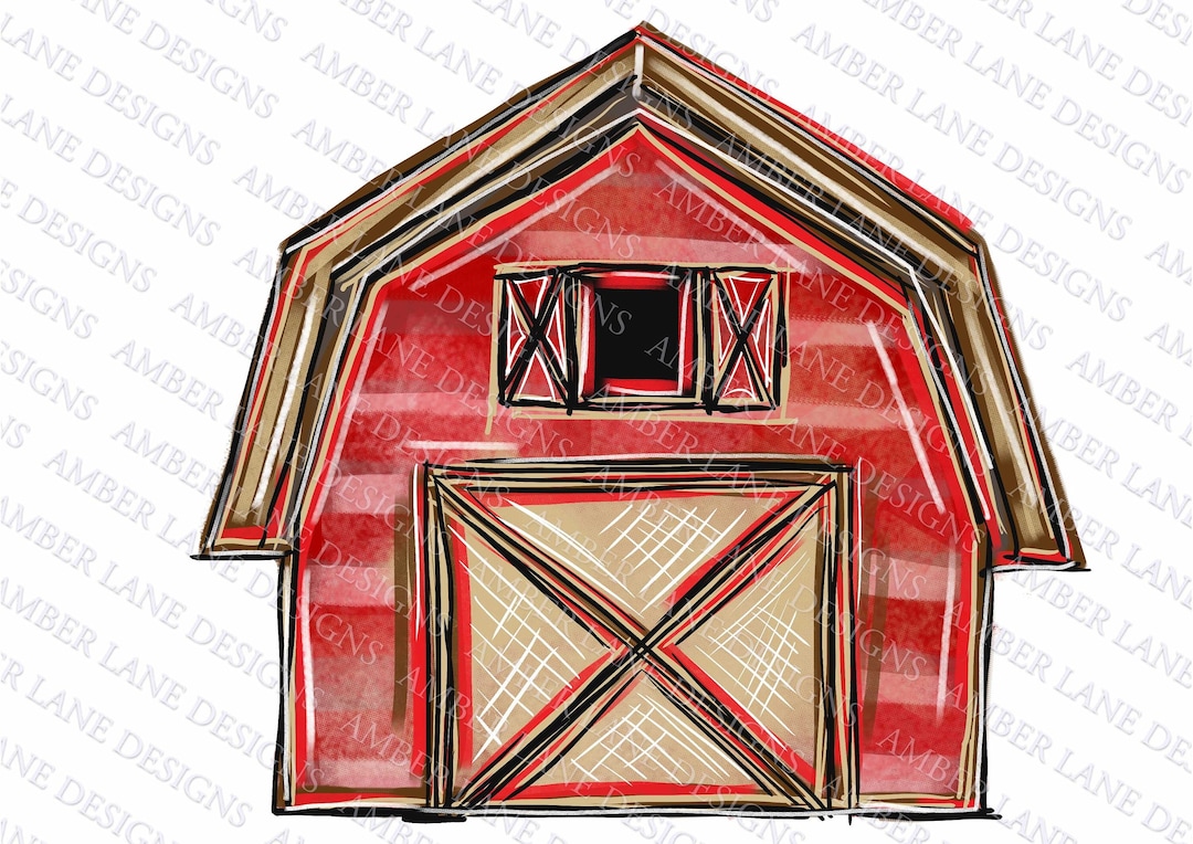 Red Farm Barn Doodle PNG File - Etsy