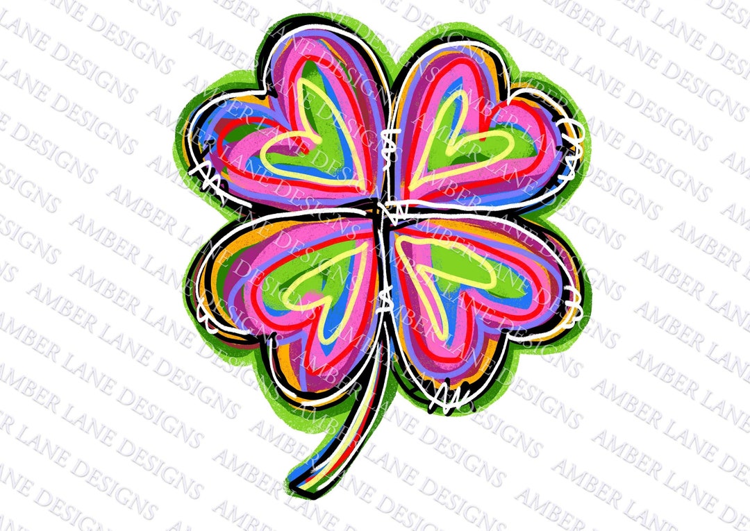 Rainbow Four Leaf Clover St Patrick's Day Lucky Clover, Png File - Etsy