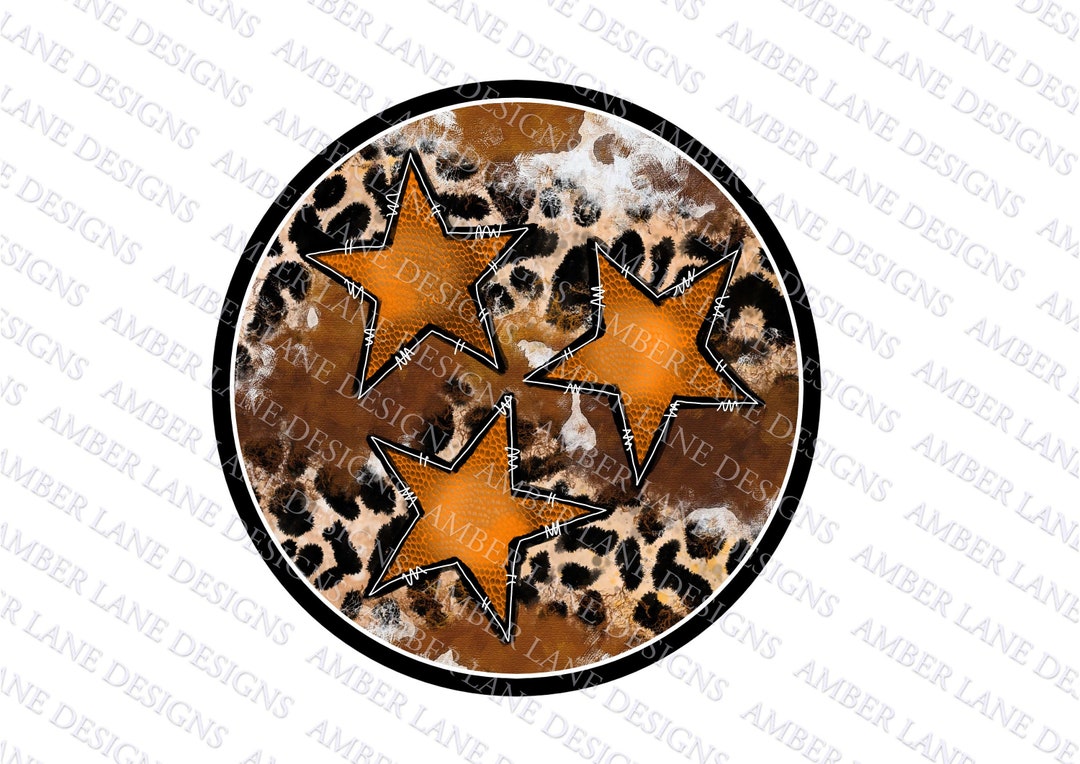 Cowhide and Leopard Orange Tri Star Tennessee Sublimation Png | Hand ...