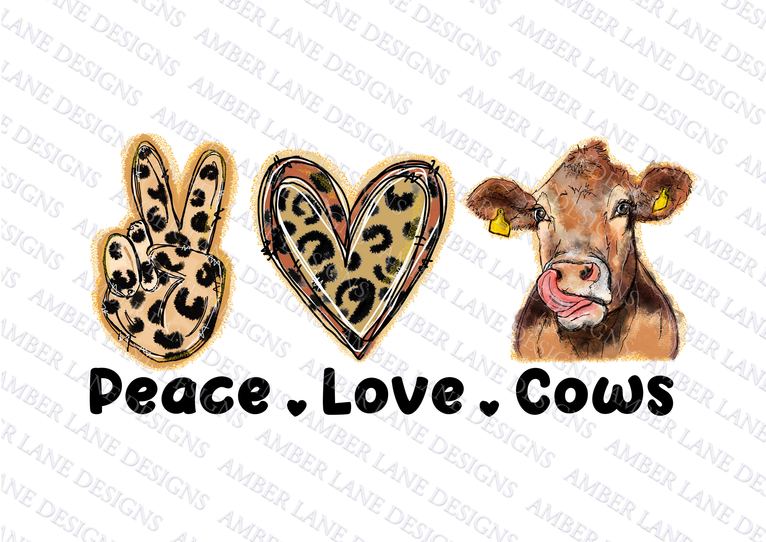 Peace Love Cows PNG Cows Sublimation Design Watercolor - Etsy Australia