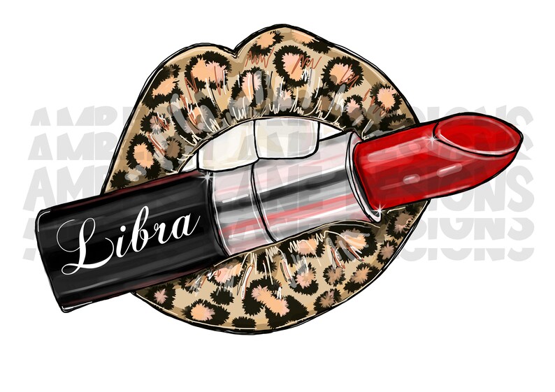 Zodiac Leopard Libra Lips With Red Lipstick Png File - Etsy