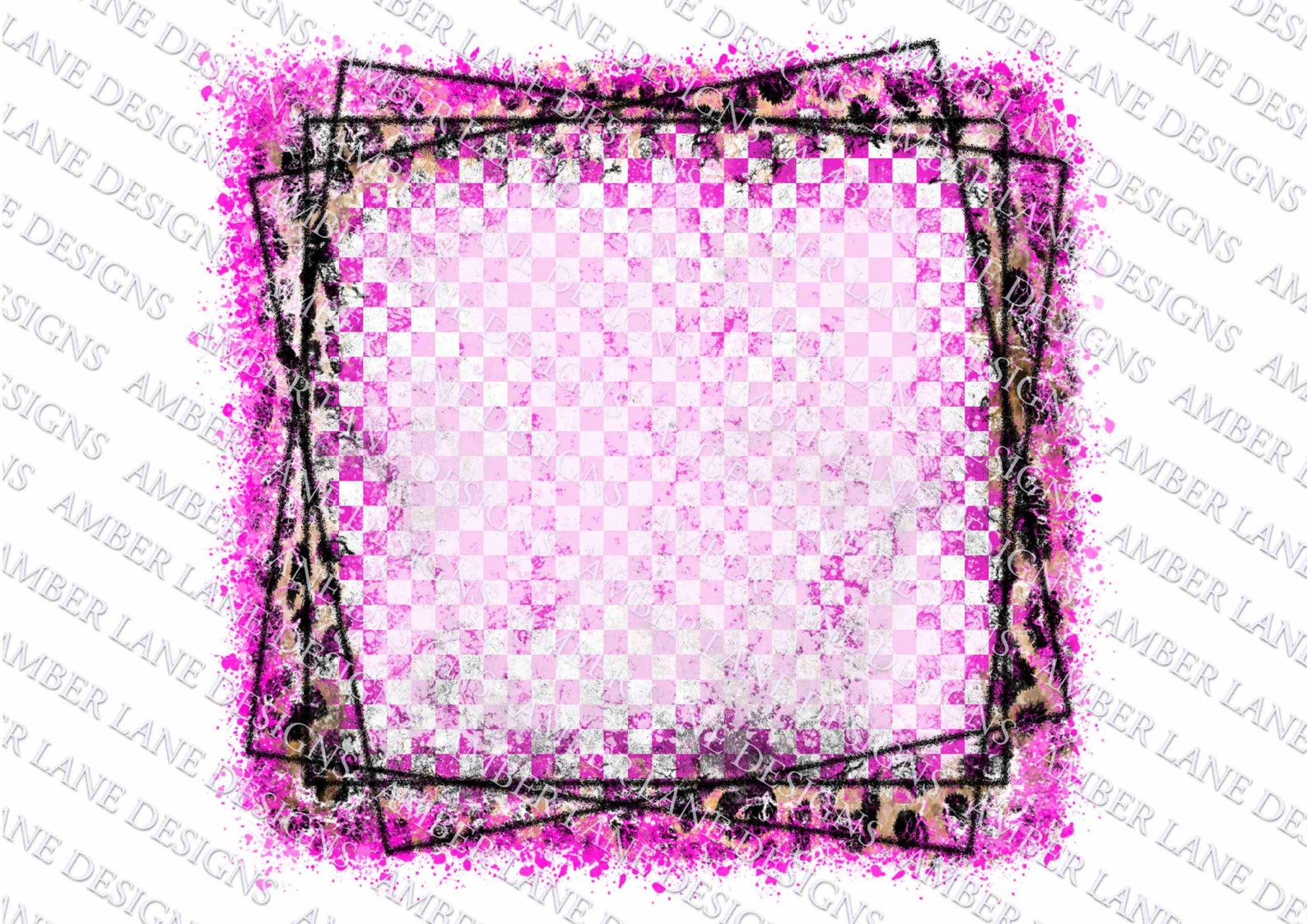 Pink Checkered Flag and Leopard Grunge Background two Files - Etsy