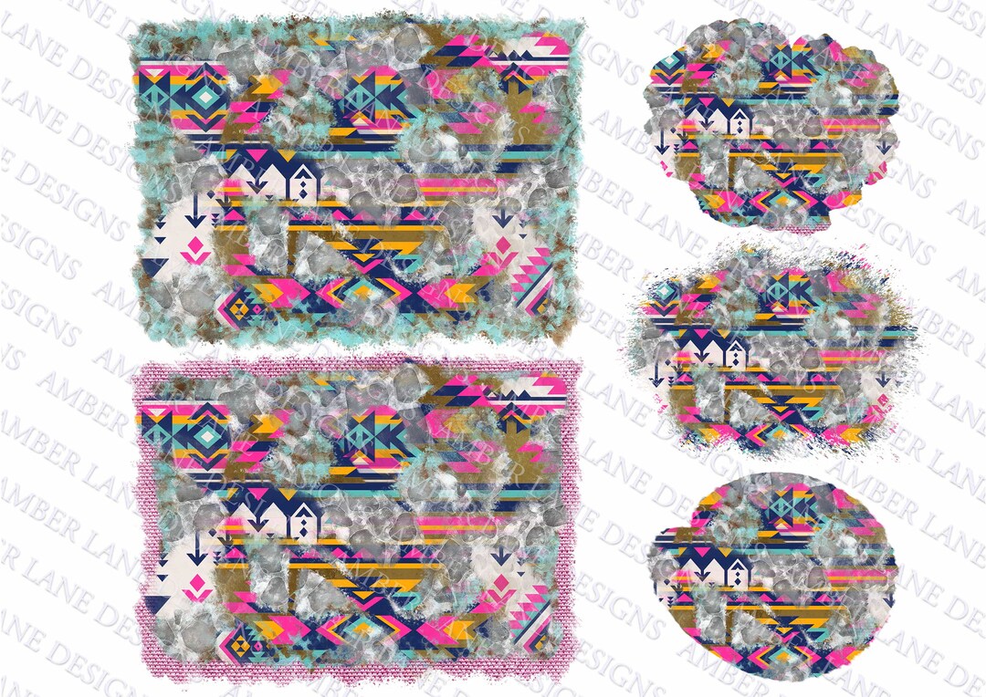 Aztec Burlap With Turquoise and Cowhide Western Print Backsplash ...